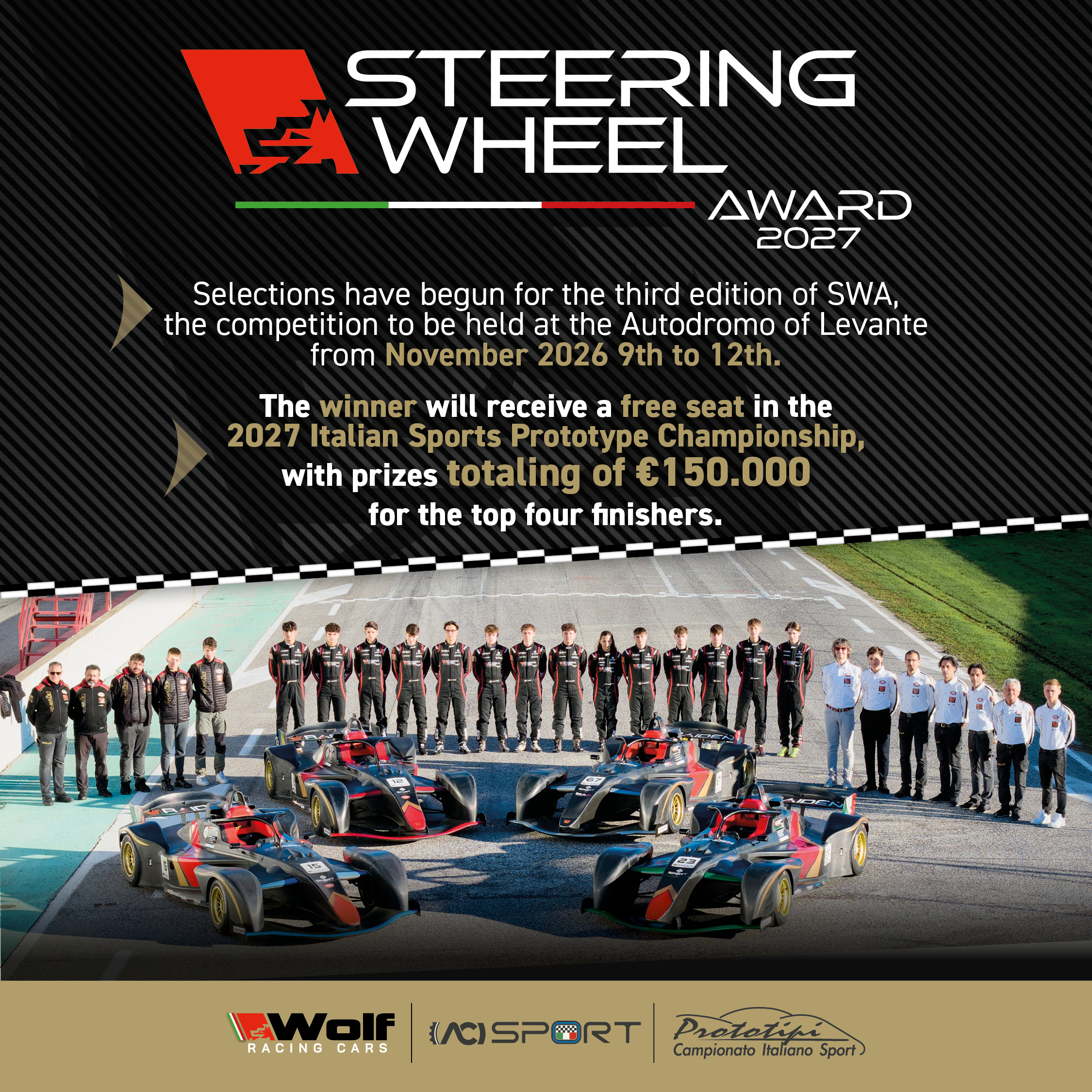 Steering Wheel Award 2027: applications now open - Wolf Racing Cars